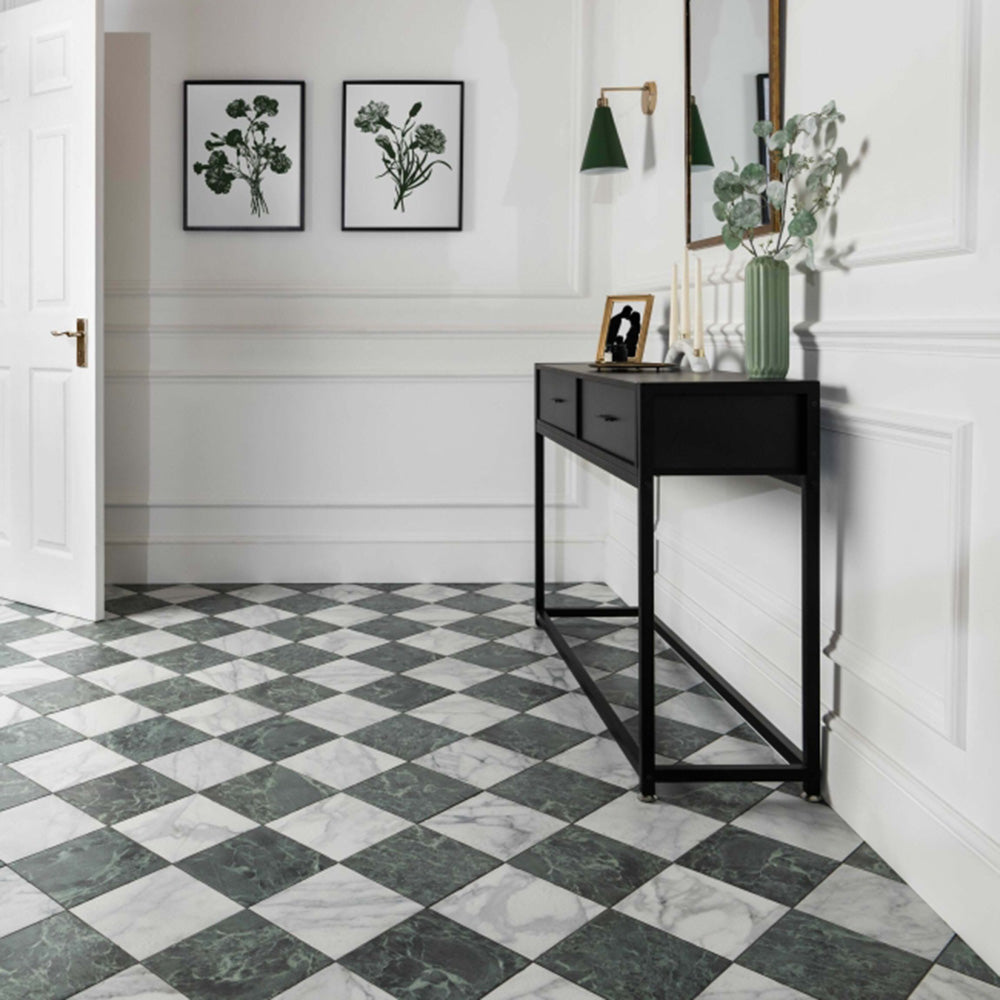 Vitoria Classic Green Marble Style Chequerboard Tiles | 30cm x 30cm ...