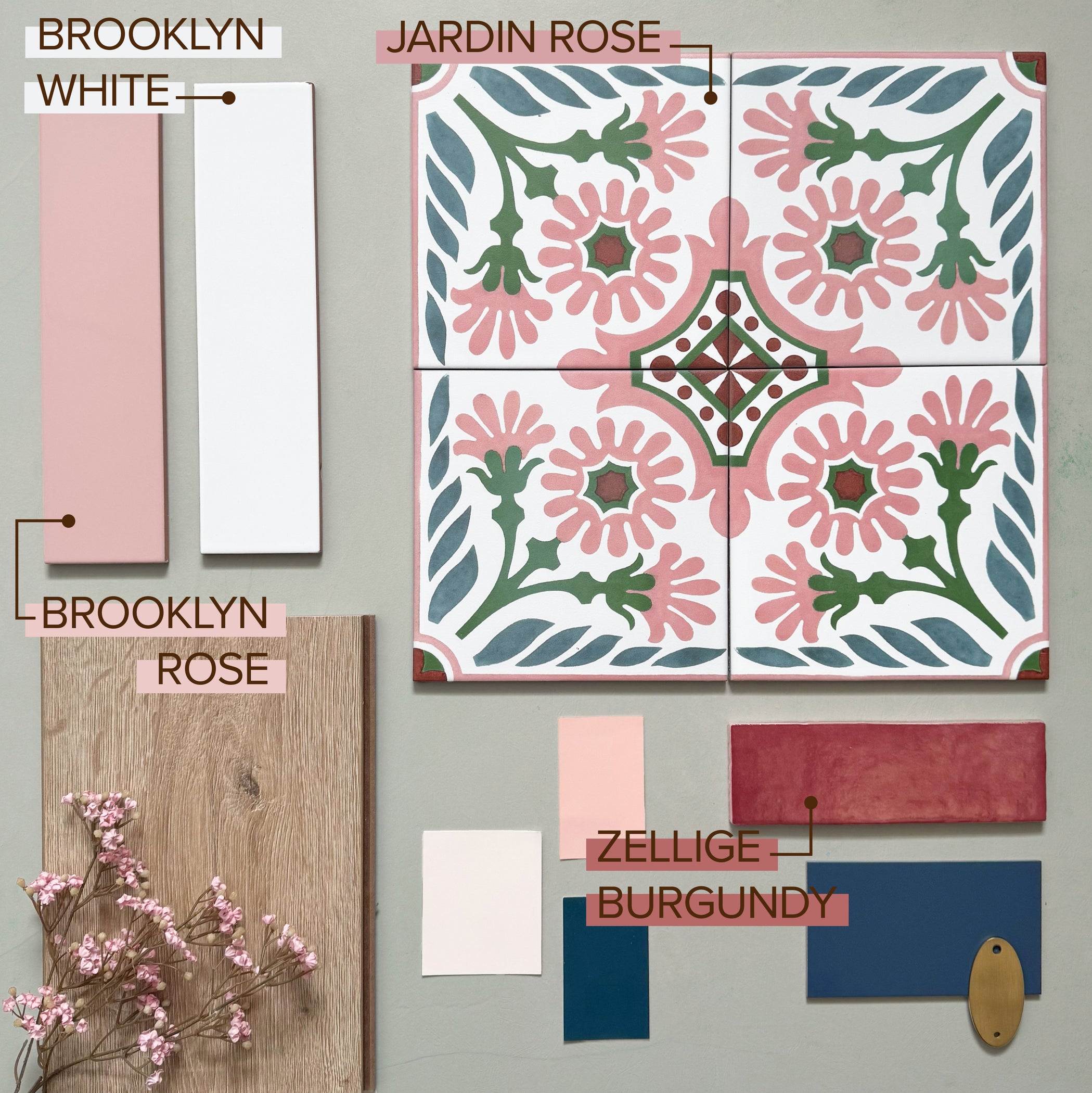 Jardin Rose Moroccan Pattern Tile 20cm x 20cm — Fayrouz Tile and Stone