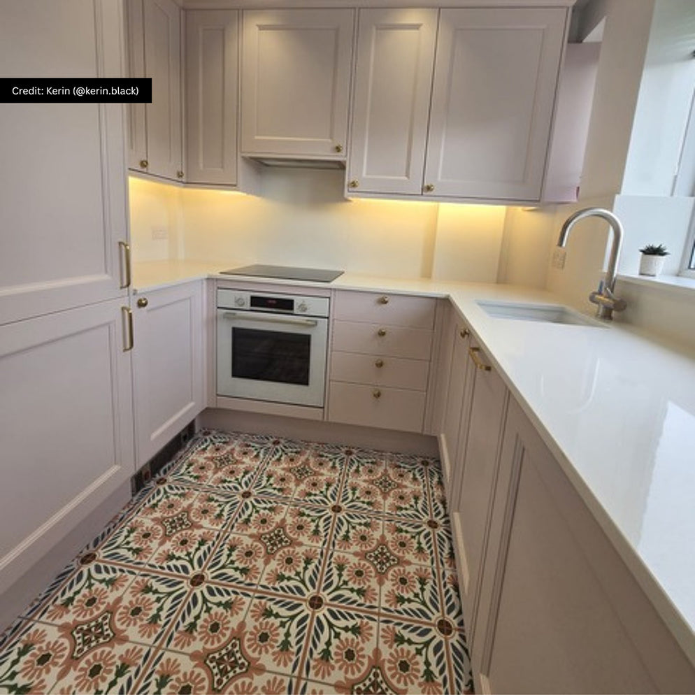 Jardin Rose Moroccan Pattern Tile 20cm x 20cm — Fayrouz Tile and Stone