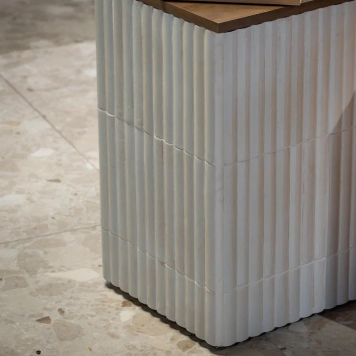 Levent Antique White Fluted Gloss Decor Porcelain Tiles 6cm x 24cm ...