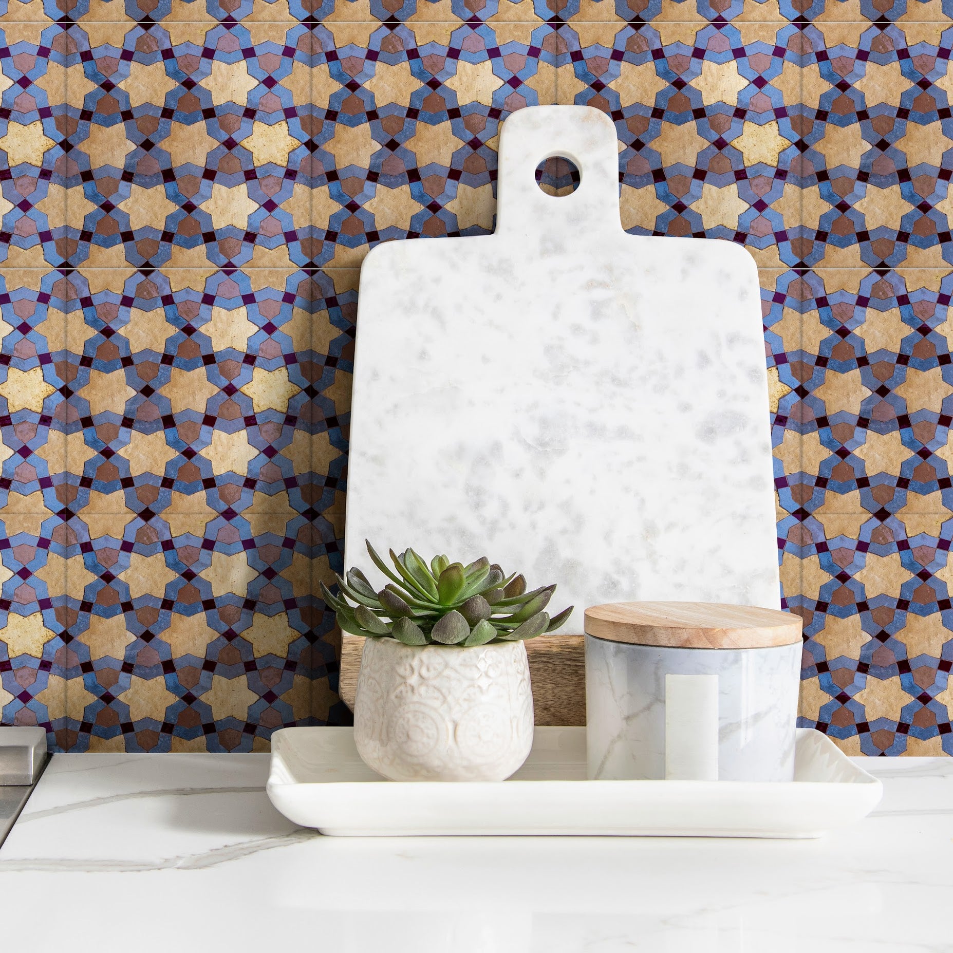 Persia Melik MINI Tile Blue & Gold 15cm x 15cm — Fayrouz Tile and Stone