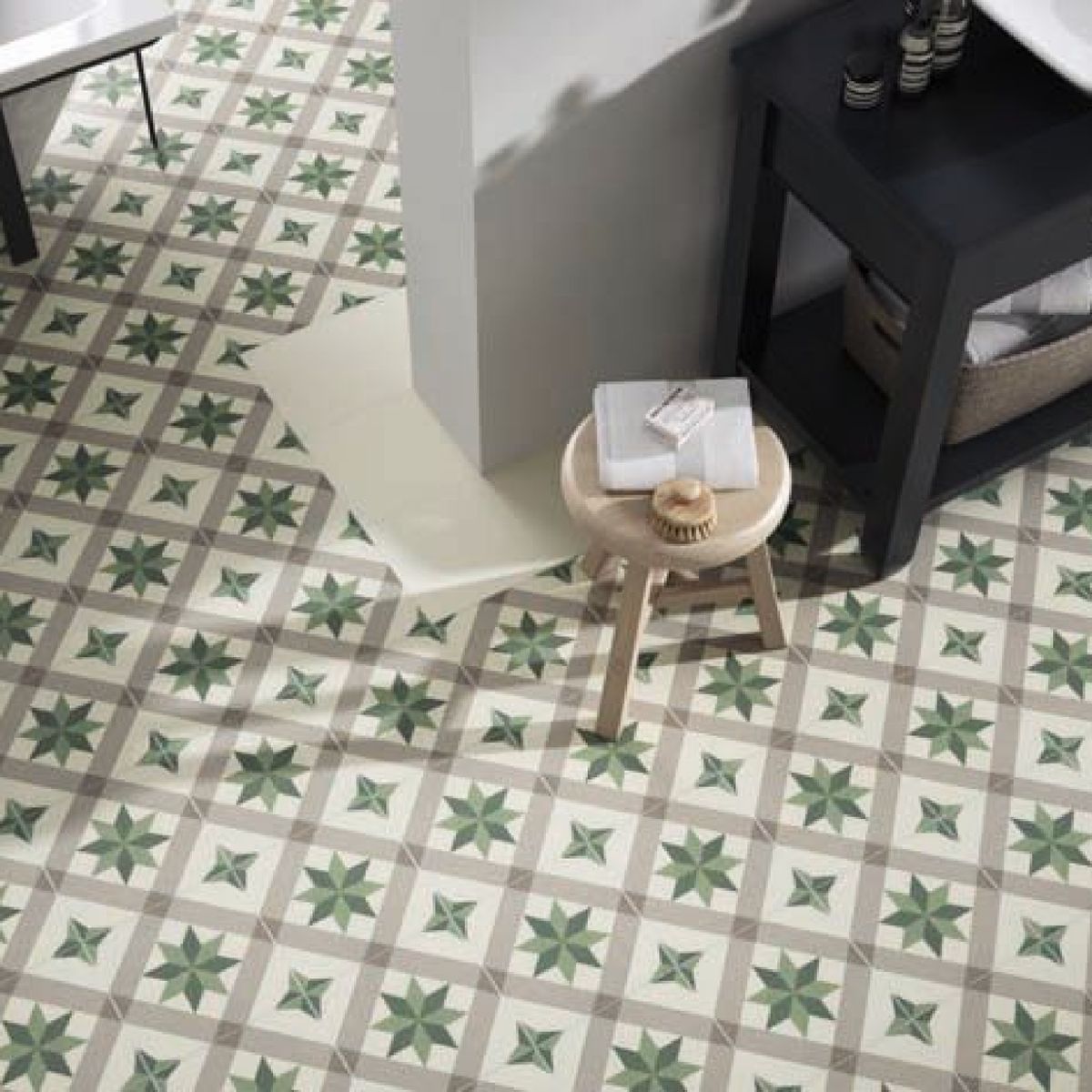 Riviera Menton Star Green Porcelain Wall & Floor Tile 25cm x 25cm ...