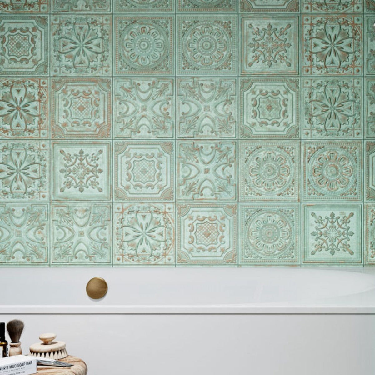 Regency Tin Green Embossed Wall Panel Tiles — Fayrouz Tile and Stone