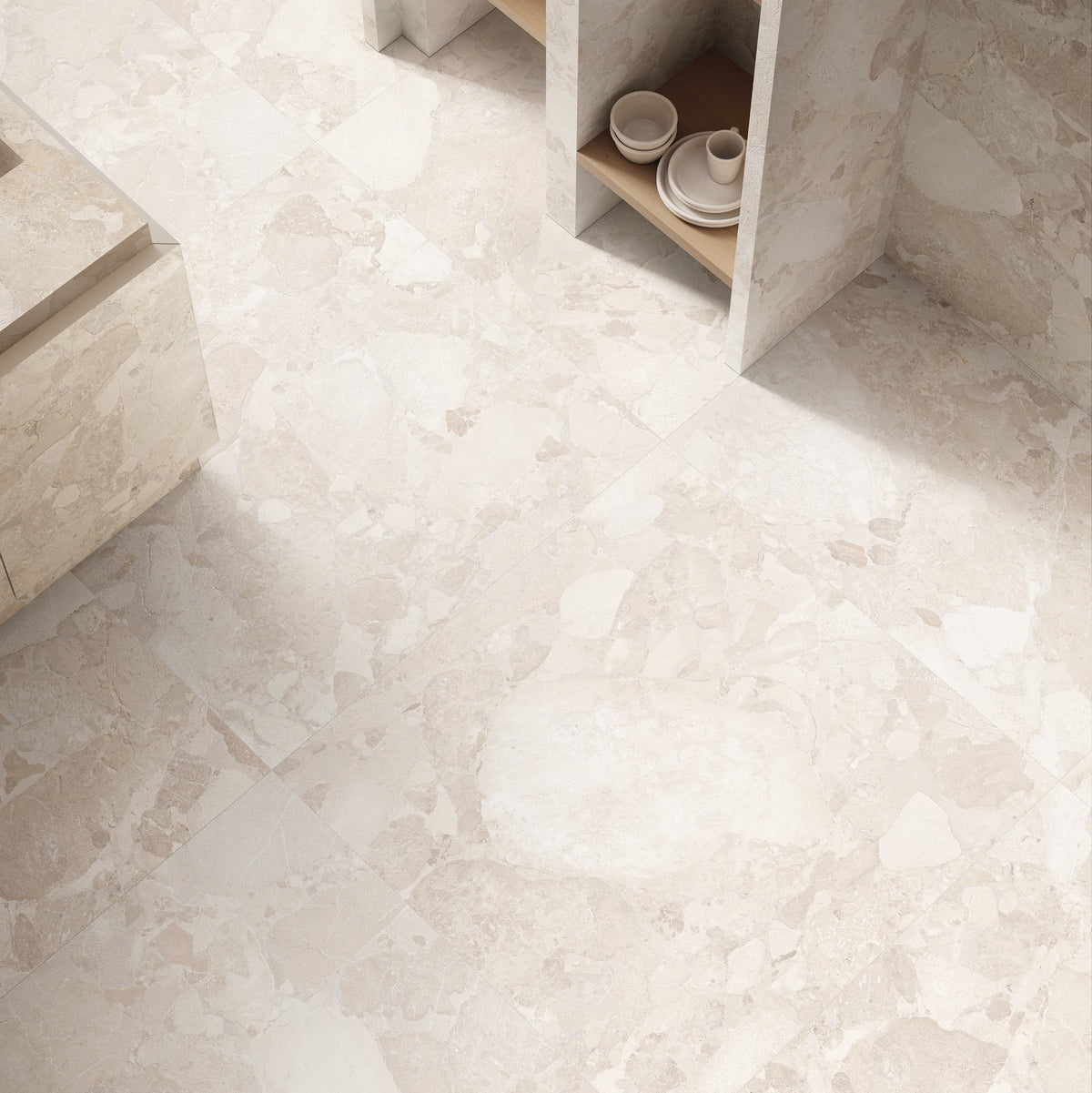 Riad Avorio Sassi Terrazzo Stone | Wall & Floor Tiles | 60cm x 60cm ...