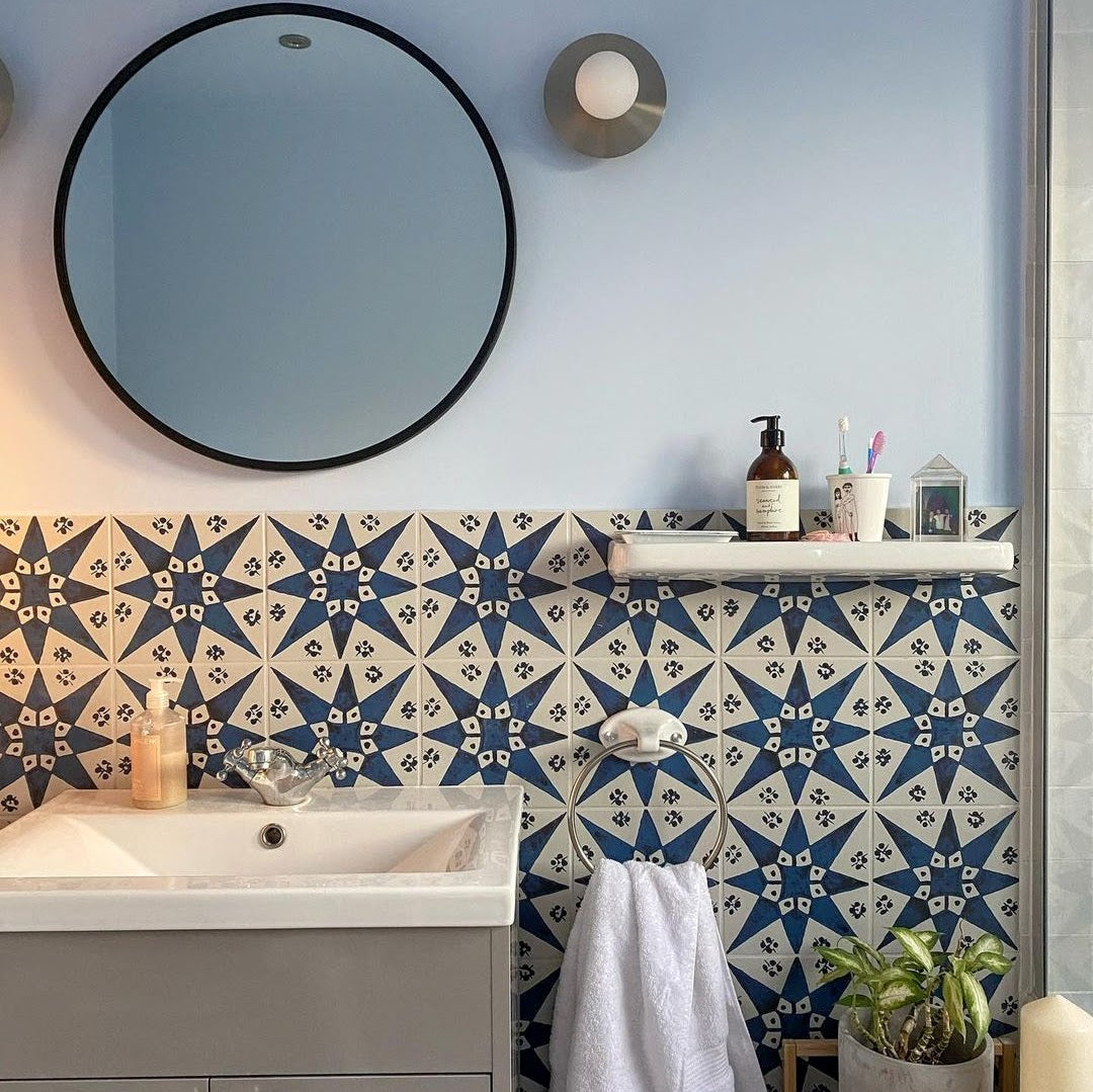Kasbah Hayati Star Moroccan Navy Blue Wall and Floor Tiles 20cm x 20cm ...